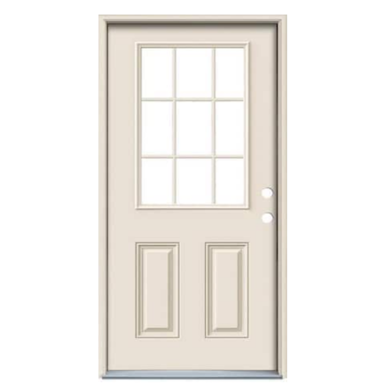 9-Lite Steel Primed & Prehung Exterior Door - Contractors' Warehouse