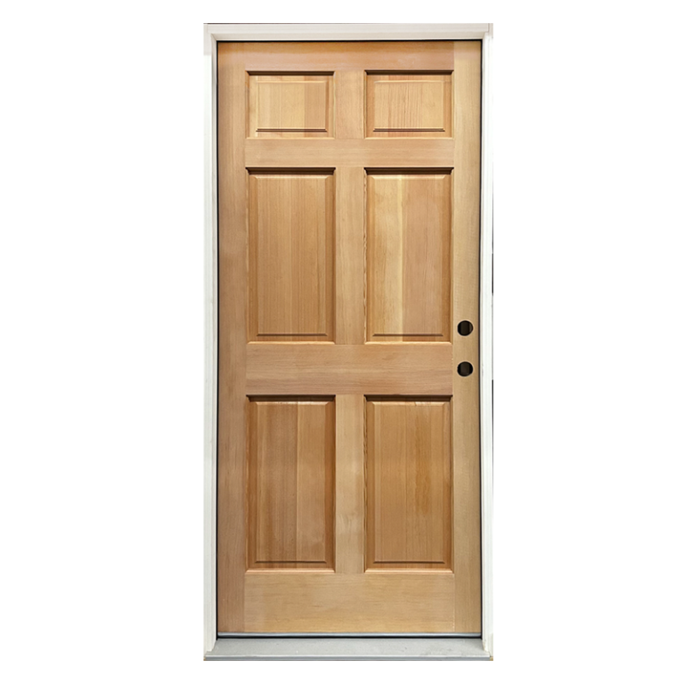 6-Panel Solid Fir Wood Unfinished & Prehung Exterior Door - Contractors ...